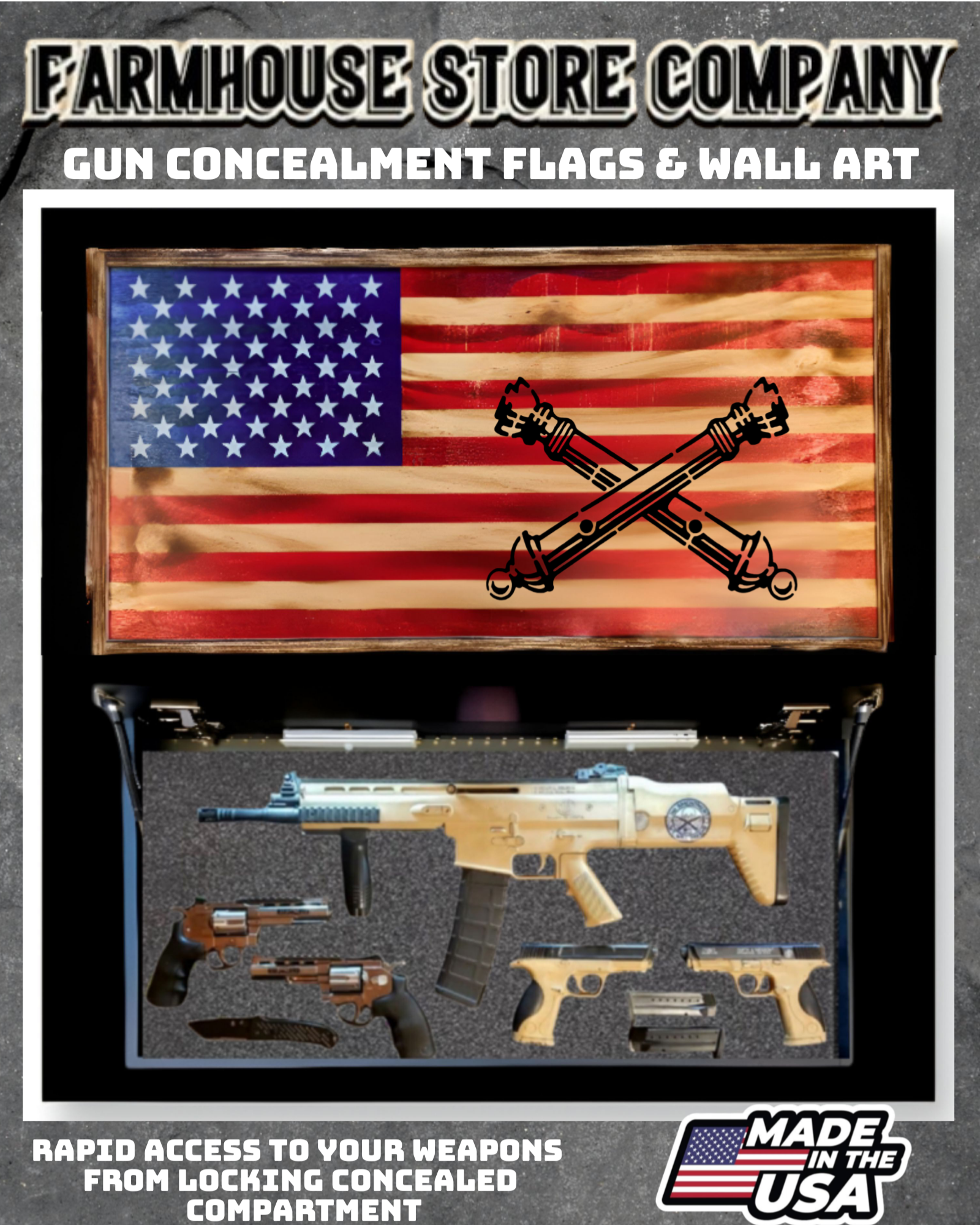 Gun Concealment Flag Deluxe Wall Art Charred Flag Army Field Artillery ...