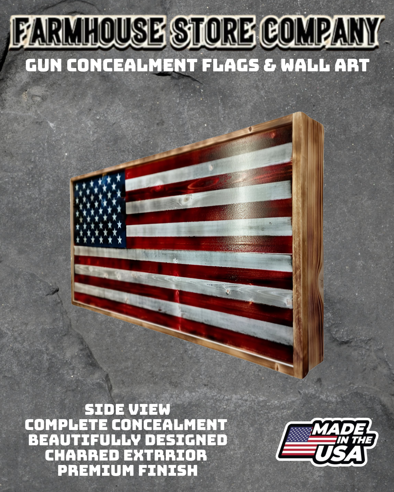 Gun Concealment Flag Deluxe Handgun Wall Art Charred Flag Huckleberry ...