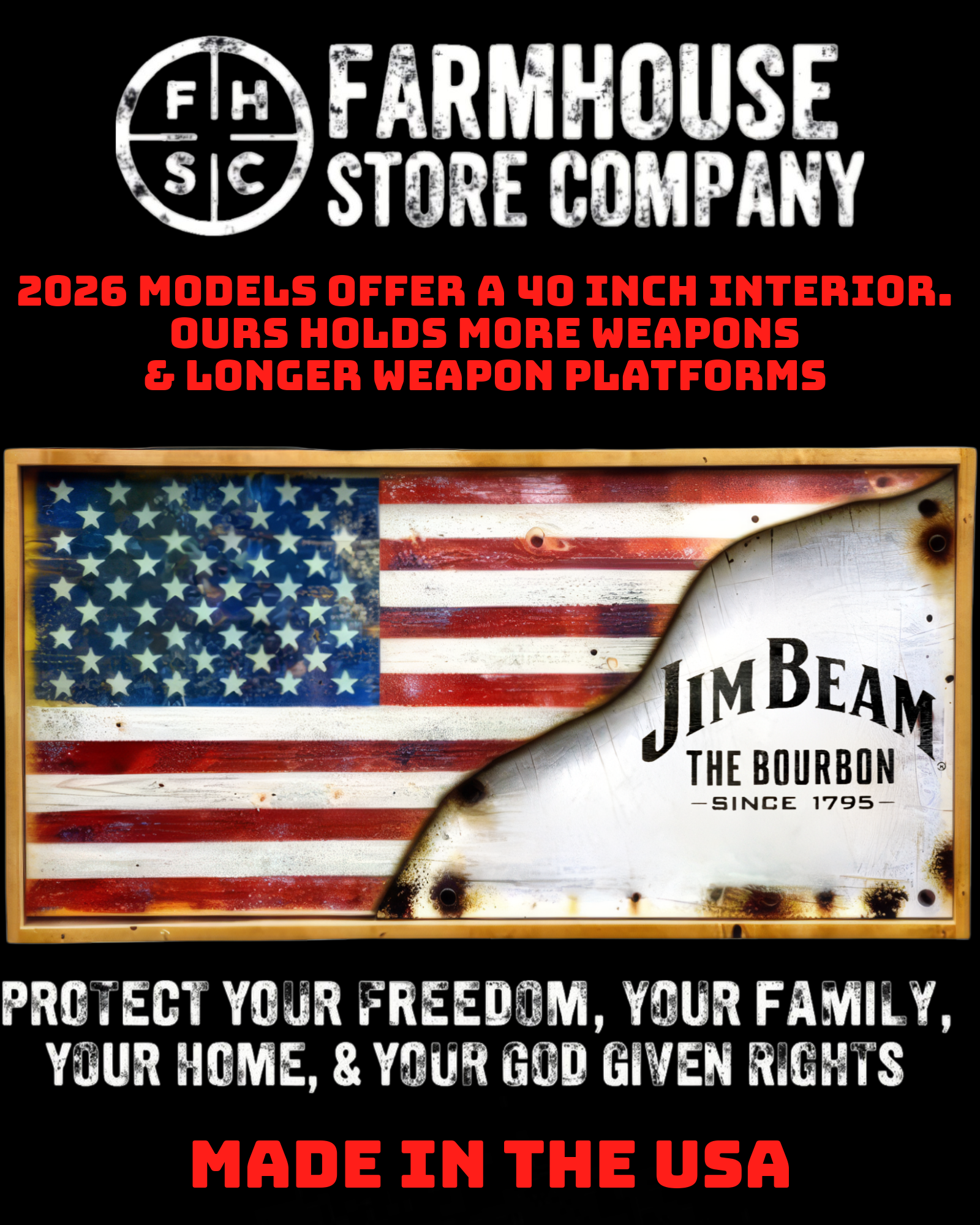 Gun Concealment Flag Deluxe Wall Art TORN & BATTLE-WORN WHITE Jim Beam ...
