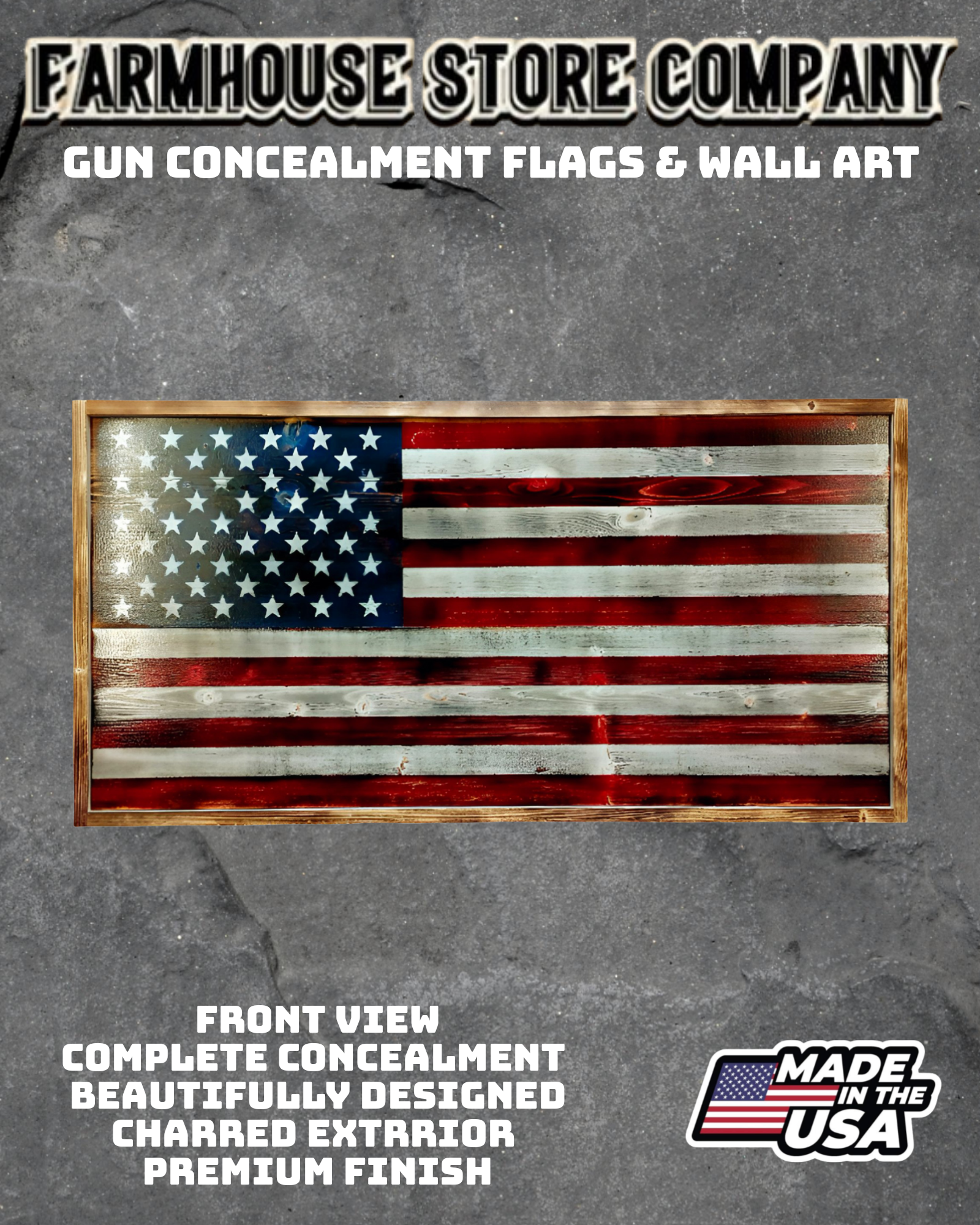 Gun Concealment Flag Deluxe Handgun Wall Art Charred Flag Texas Design ...