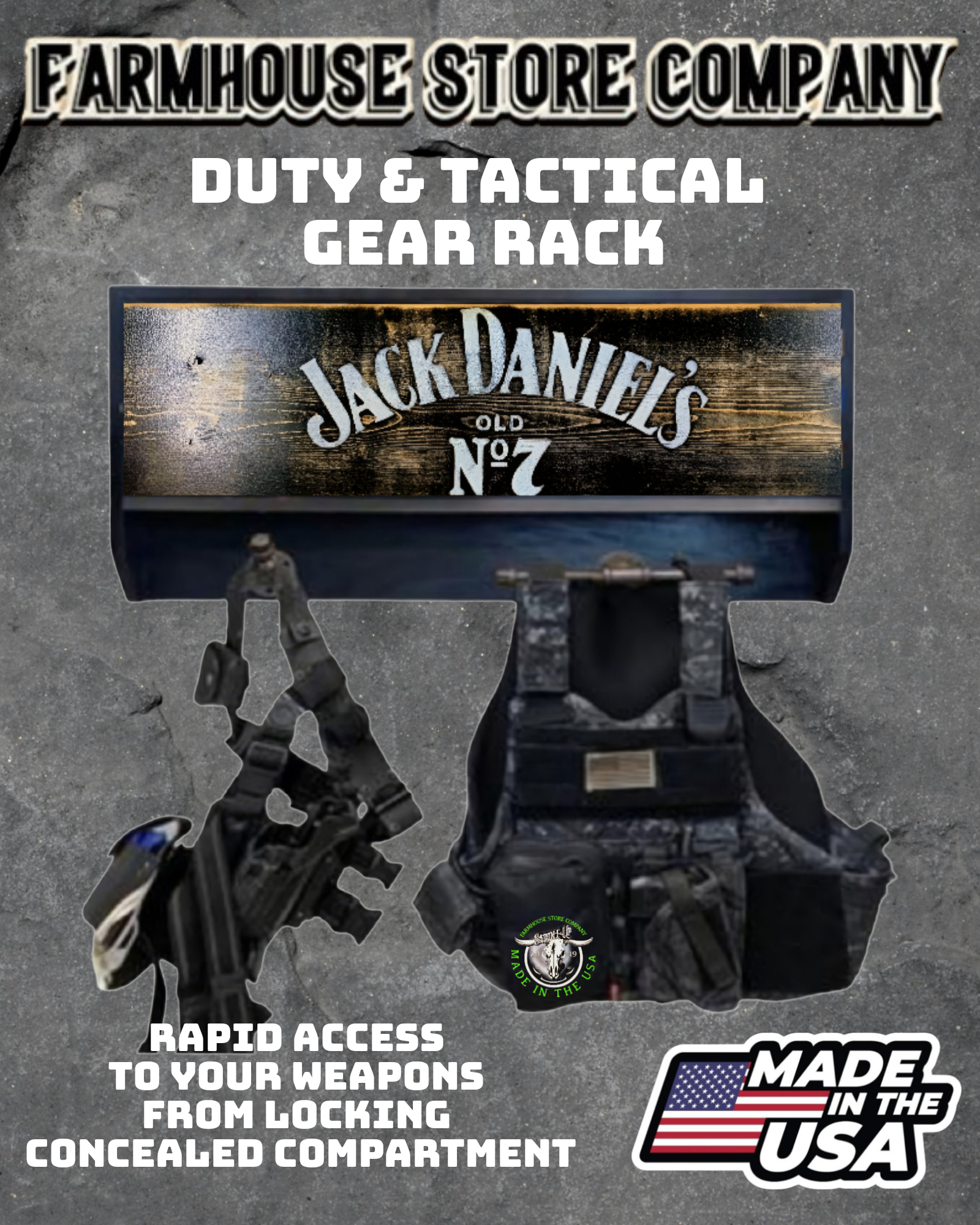Deluxe Jack Daniel's Tactical Duty Gear Rack With Gun Concealment ...