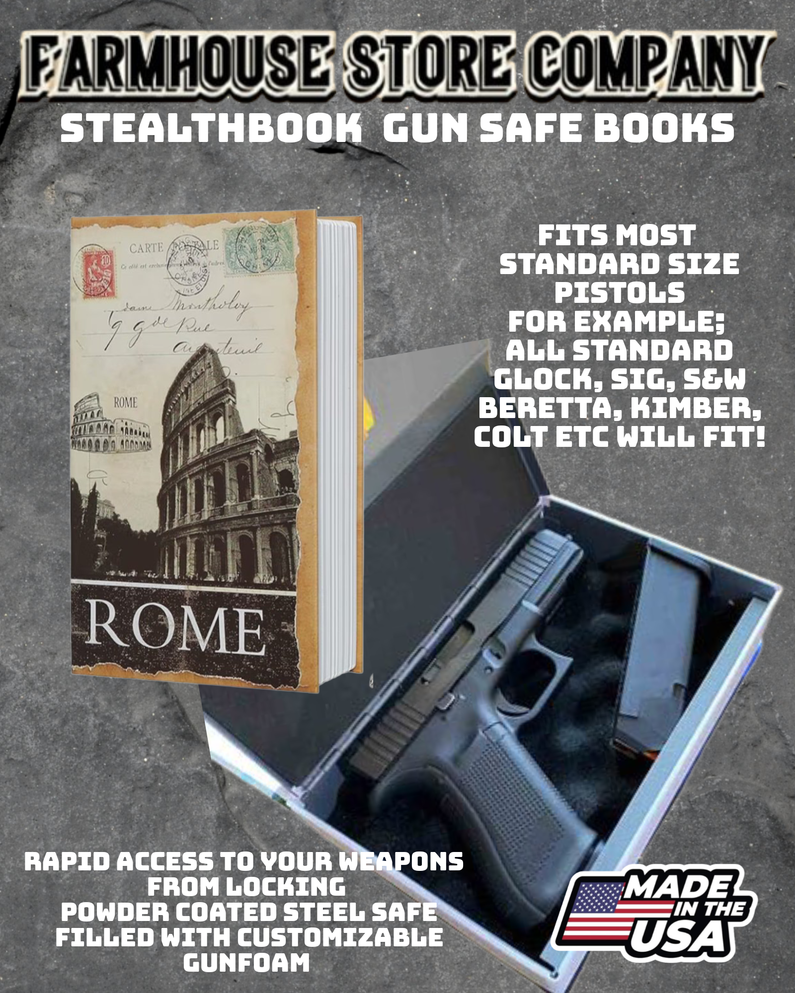 Gun Safe Book Rome Design Tactical StealthBook – Farmhouse Store ...